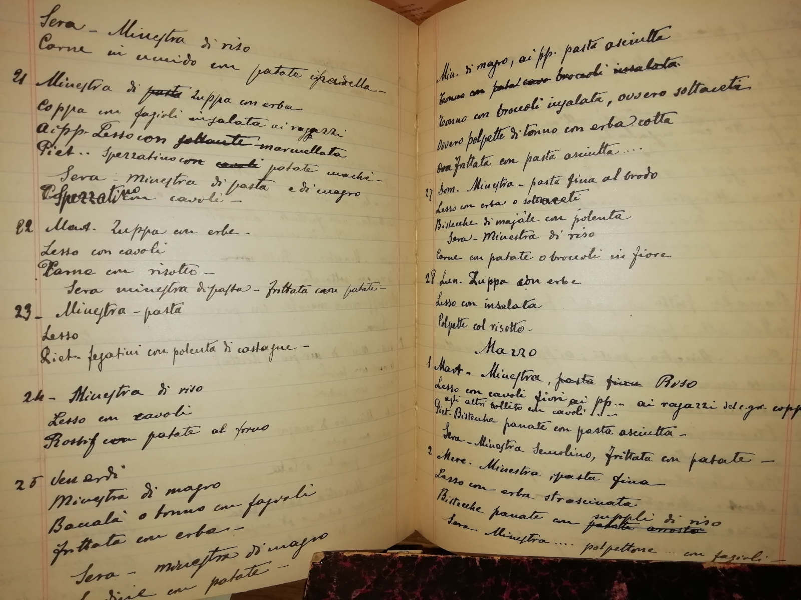 College menus: an inspiration for today's dinners - Historical Archives